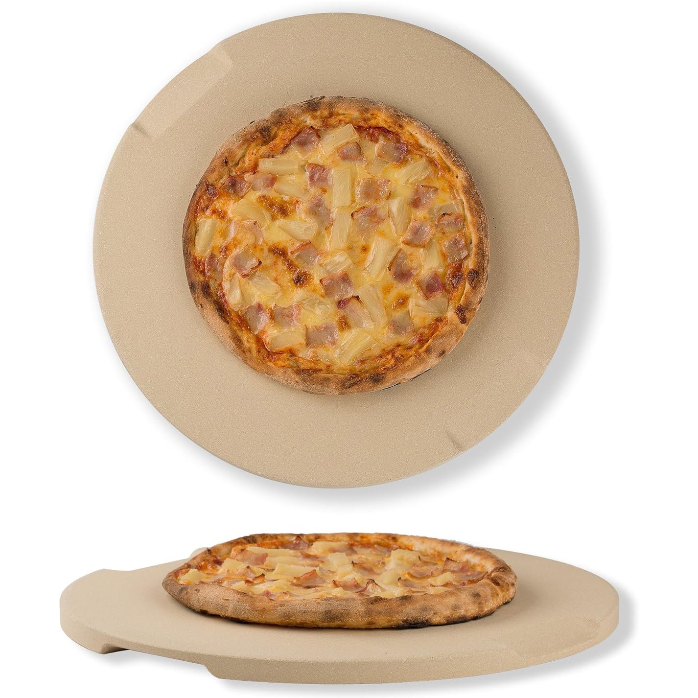 15" Round Baking Pizza Stone with Handles – ROCKSHEAT